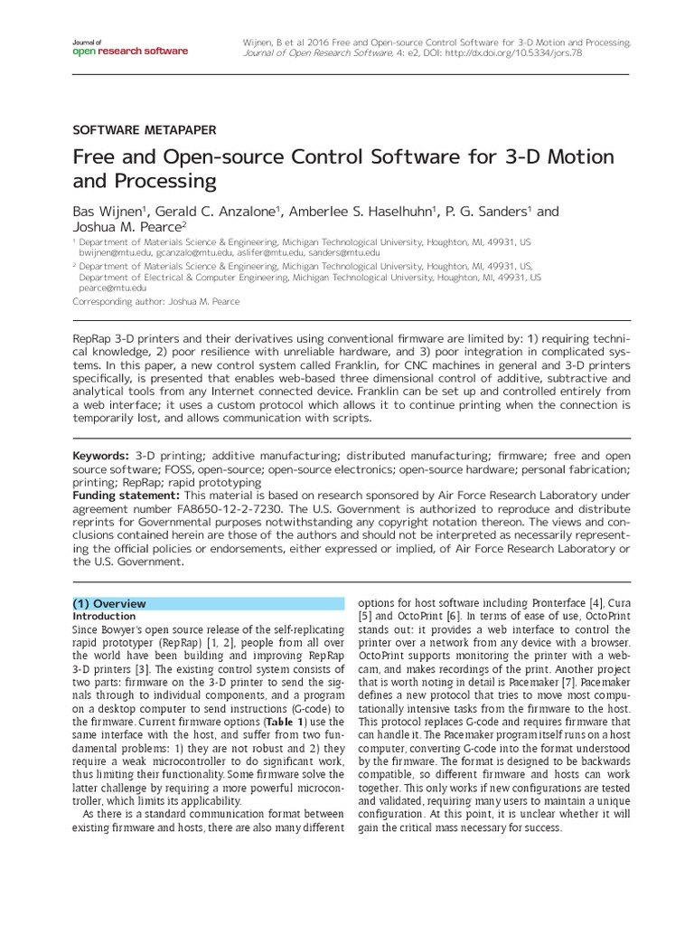 Free and Open-Source Control Software Fo | PDF | 3 D Printing | World ...