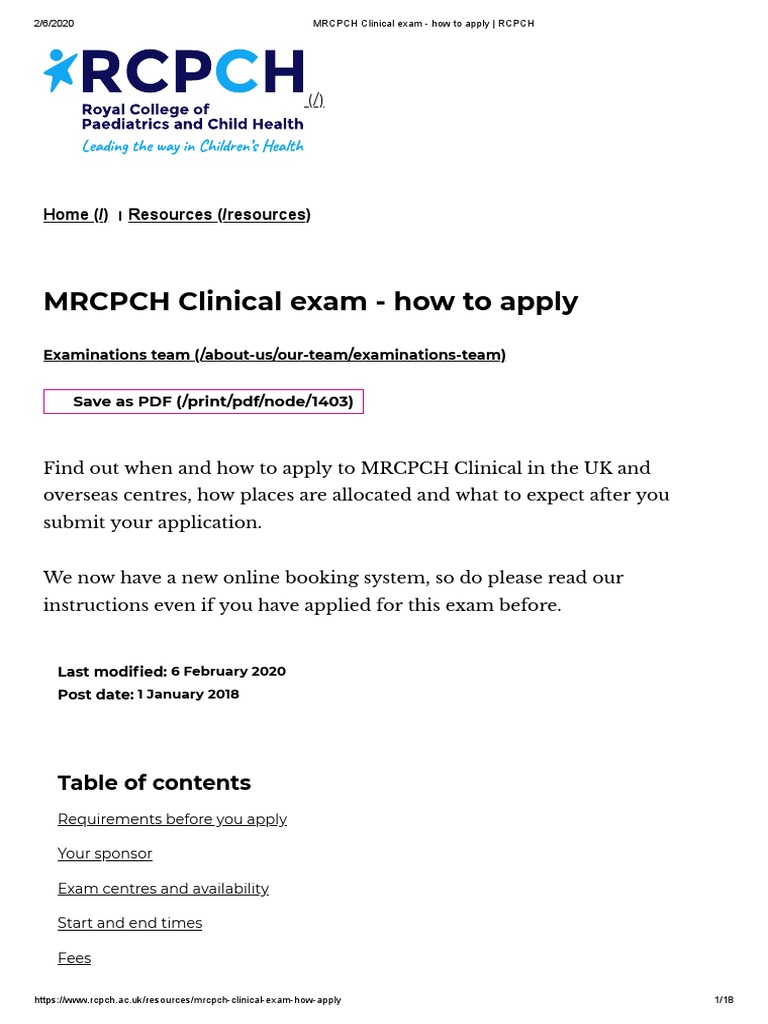 MRCPCH Clinical Exam - How To Apply - RCPCH | PDF | Test (Assessment ...