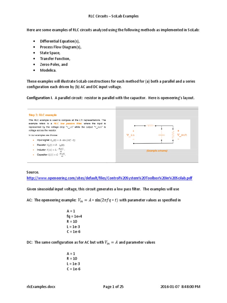 RLC Examples | PDF | Electrical Network | Series And Parallel Circuits