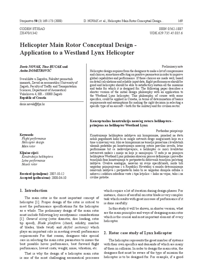 Helicopter Main Rotor Conceptual Design | PDF