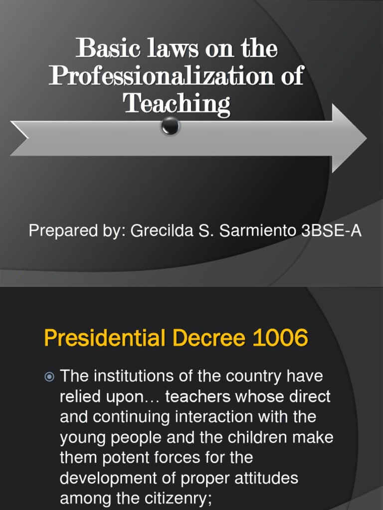 Basic Laws On The Professionalization of Teaching | PDF | Bachelor's ...