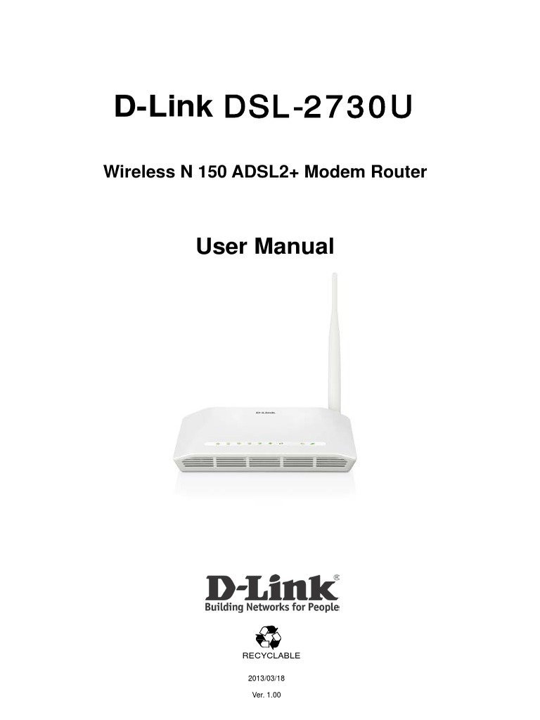 DSL-2730U - U1 - User Manual - v1.00 (DME) PDF | PDF | Ip Address | Domain Name System