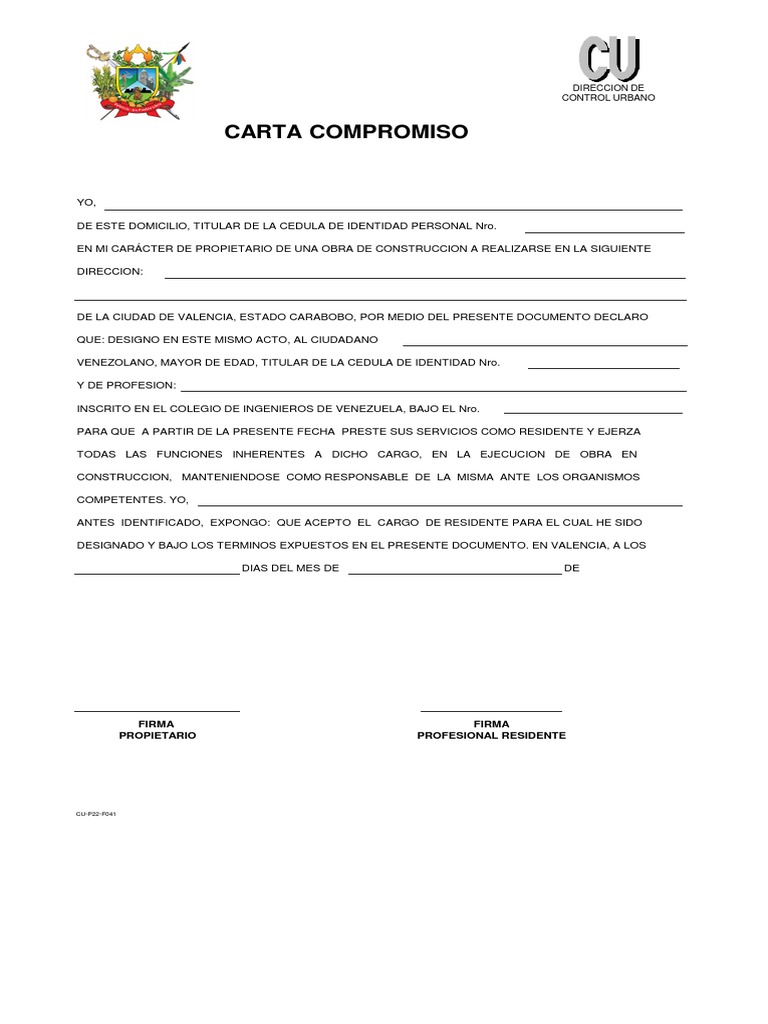 Carta Compromiso (Proyecto) | PDF