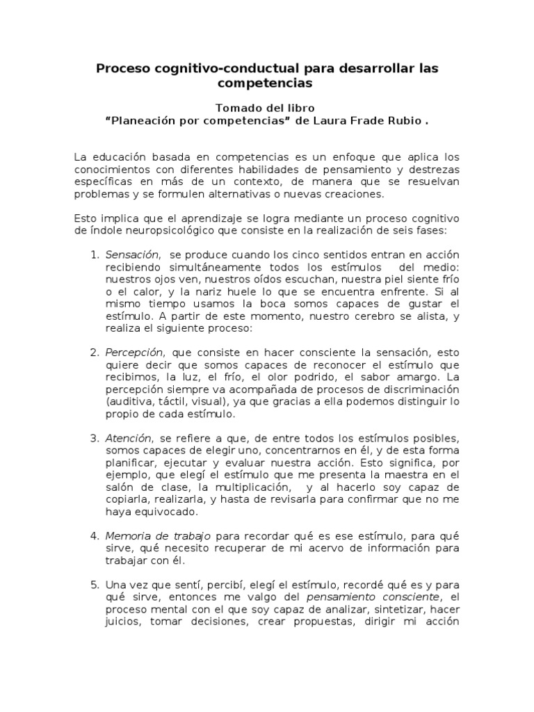 Proceso Cognitivo de Laura Frade | PDF | Conocimiento | Planificación