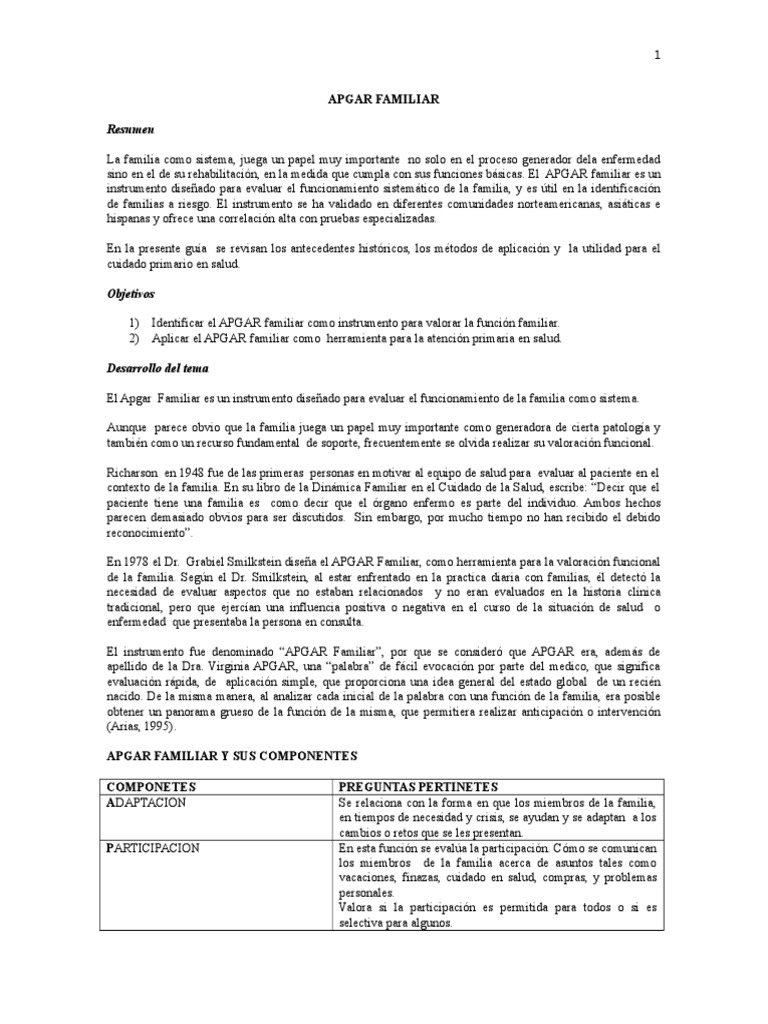 7-APGAR Familiar | PDF | Medicina CLINICA | Especialidades Medicas