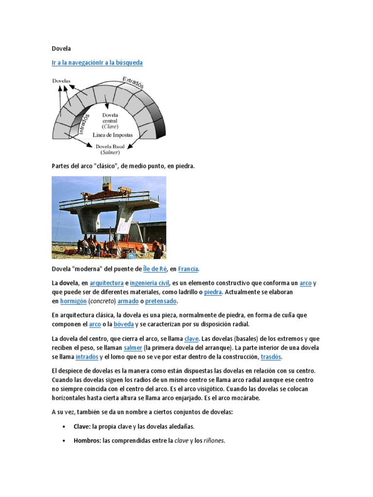 Tipos y funciones de las dovelas en arcos | PDF | Componentes ...
