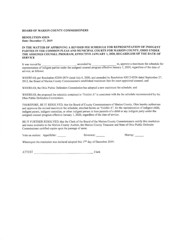 Marion County Resolution On Appointed Counsel Rate and Caps | PDF