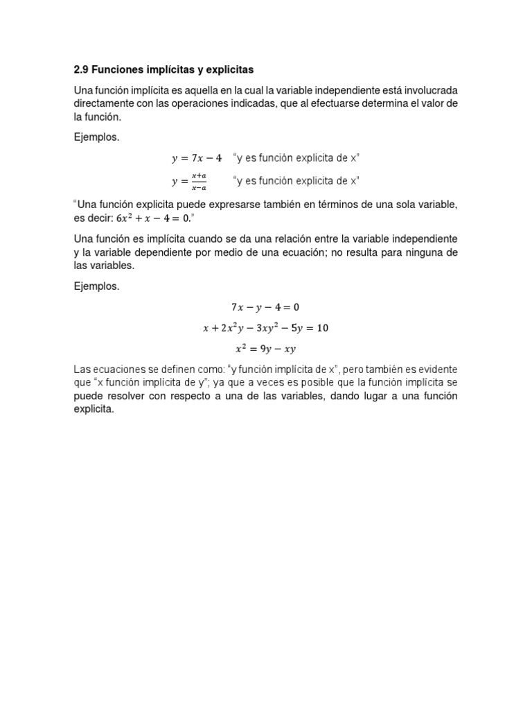 Funciones - Implicitas y Explicitas | PDF