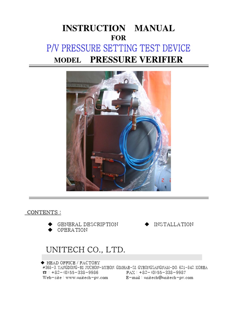 PV Valve Test Kit MANUAL | PDF