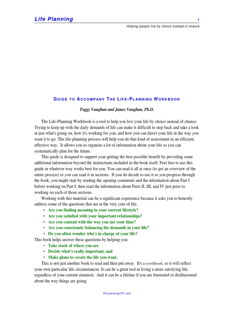Lifeplanningprocess Guide PDF | PDF | Thought | Contentment