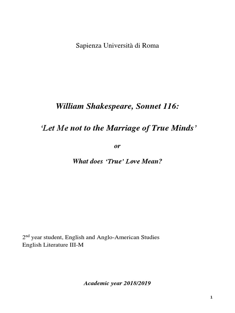 Analyzing Shakespeare's Sonnet 116 | PDF | Shakespeare's Sonnets ...