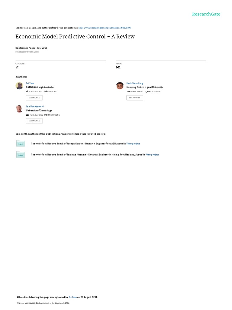 Economic Model Predictive Control A Review Pdf Pdf Stability