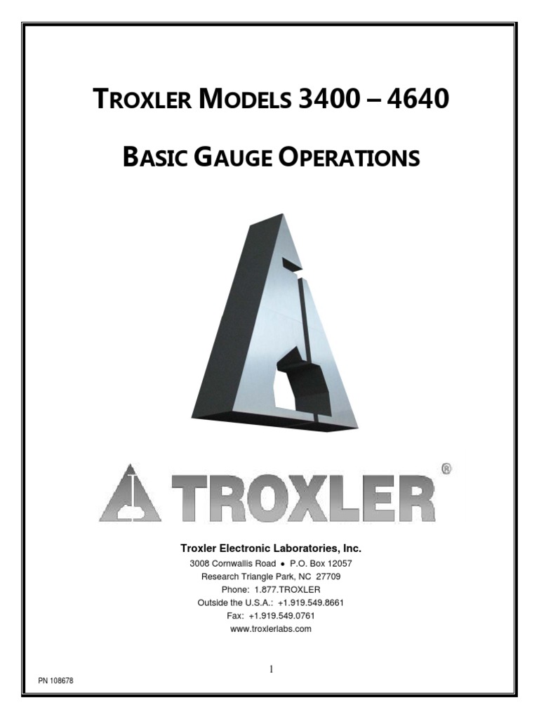 Troxler Gauges | PDF | Density | Soil