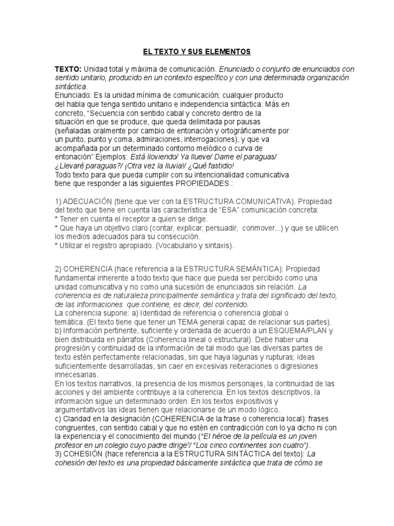 El Texto y Sus Partes | PDF | Palabra | Cognición