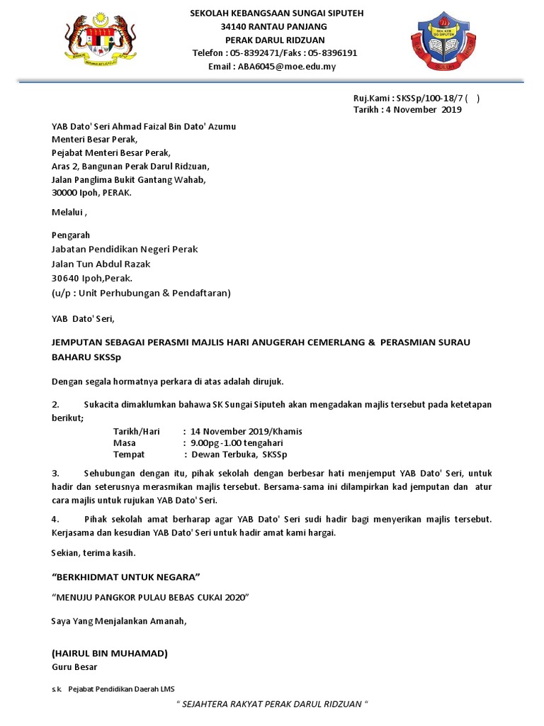 Format Surat Rasmi Terkini 2019 | PDF