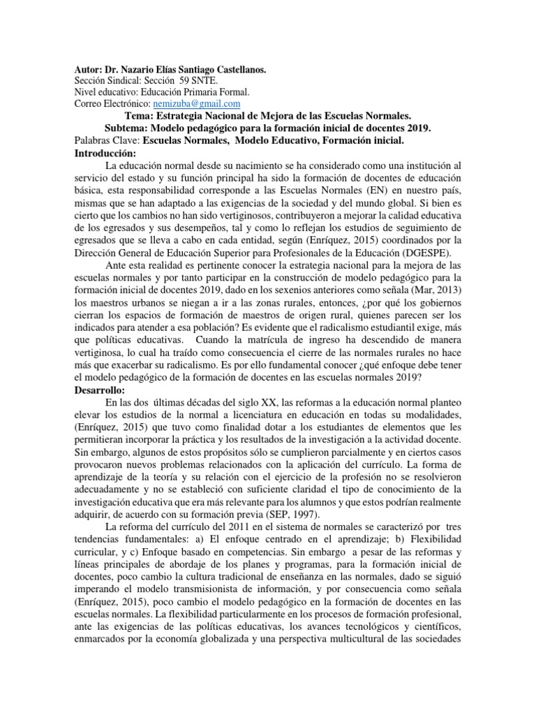Ponencia NESC PDF | PDF | Plan de estudios | Maestros