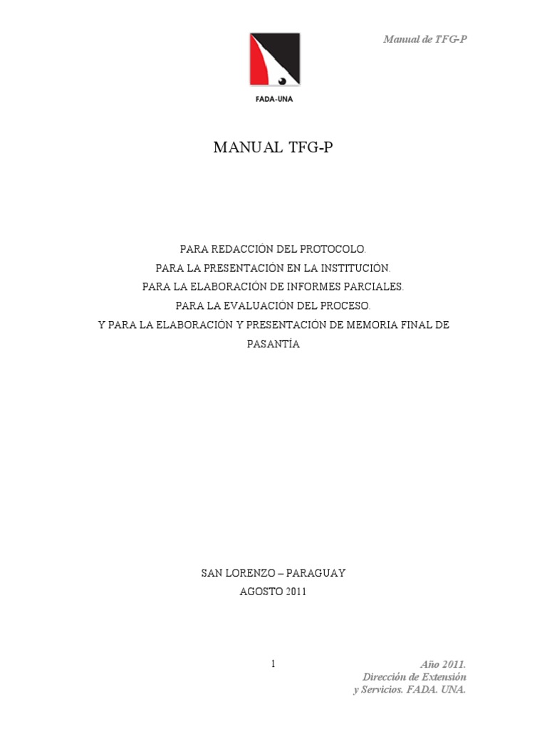 Manual TFG Pasantía 2015 | PDF | Evaluación | Bibliografía