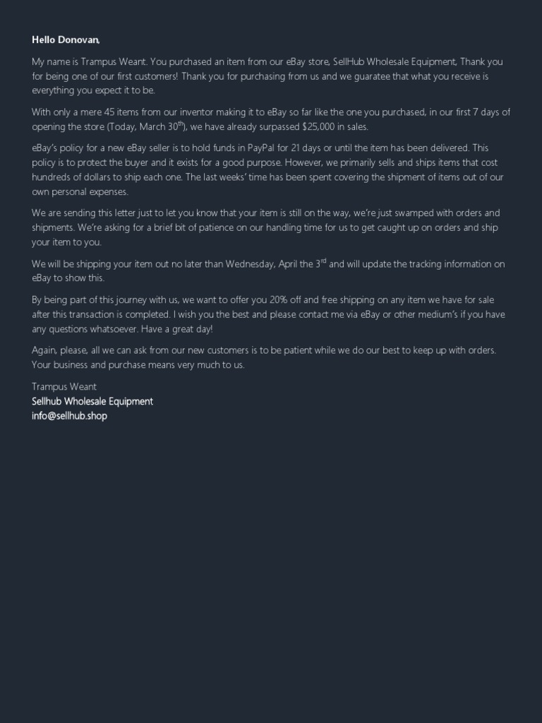 Ebay Letter Template | PDF