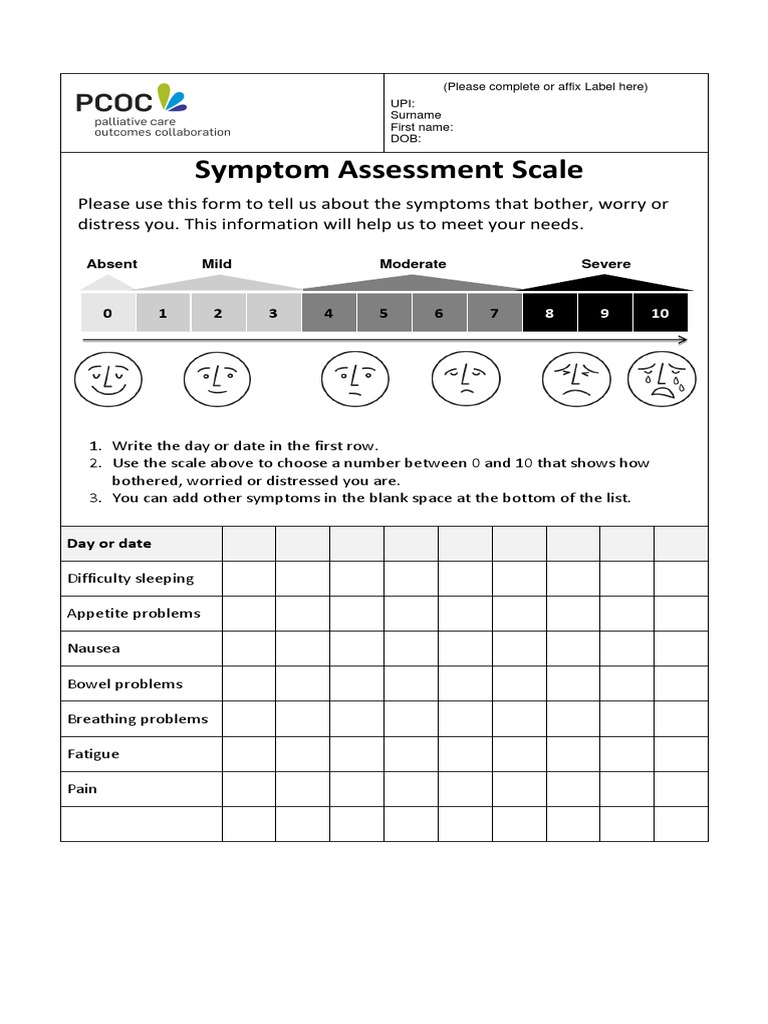 SAS - Symptom Assessment Scale - BW | PDF