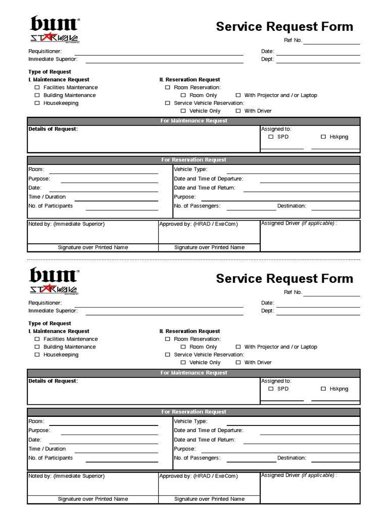 Service Request Form PDF | PDF | Land Transport | Transport