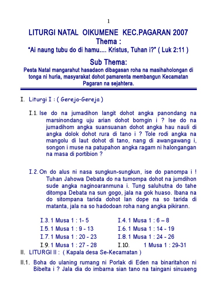 Liturgi Natal Oikumene Pagaran 2007 | PDF | Agama & Spiritualitas