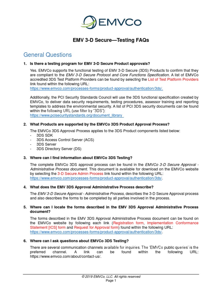 Revised - 3DS Testing Related FAQ 20190617 | PDF | Emv | Specification ...
