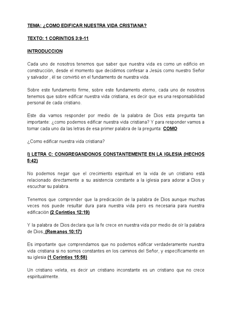 Como Edificar Nuestra Vida Cristiana | PDF | Oración | Dios