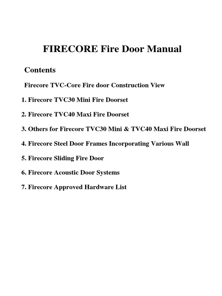 Fire Door Manual-V-12 Firecore-June2018 | PDF | Door | Drywall