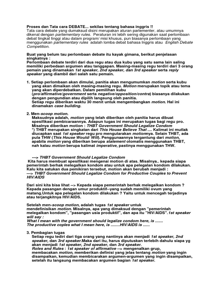 Panduan Lengkap Debat Parlementer | PDF