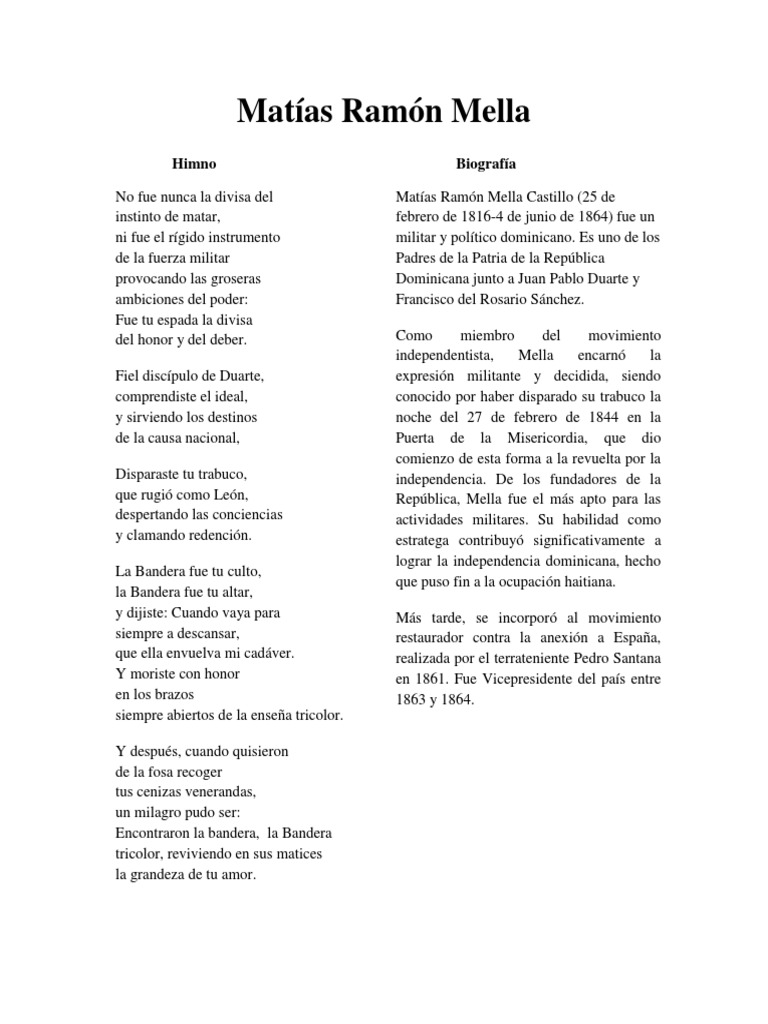 Himno A Mella y Sanchez | PDF | Agitación