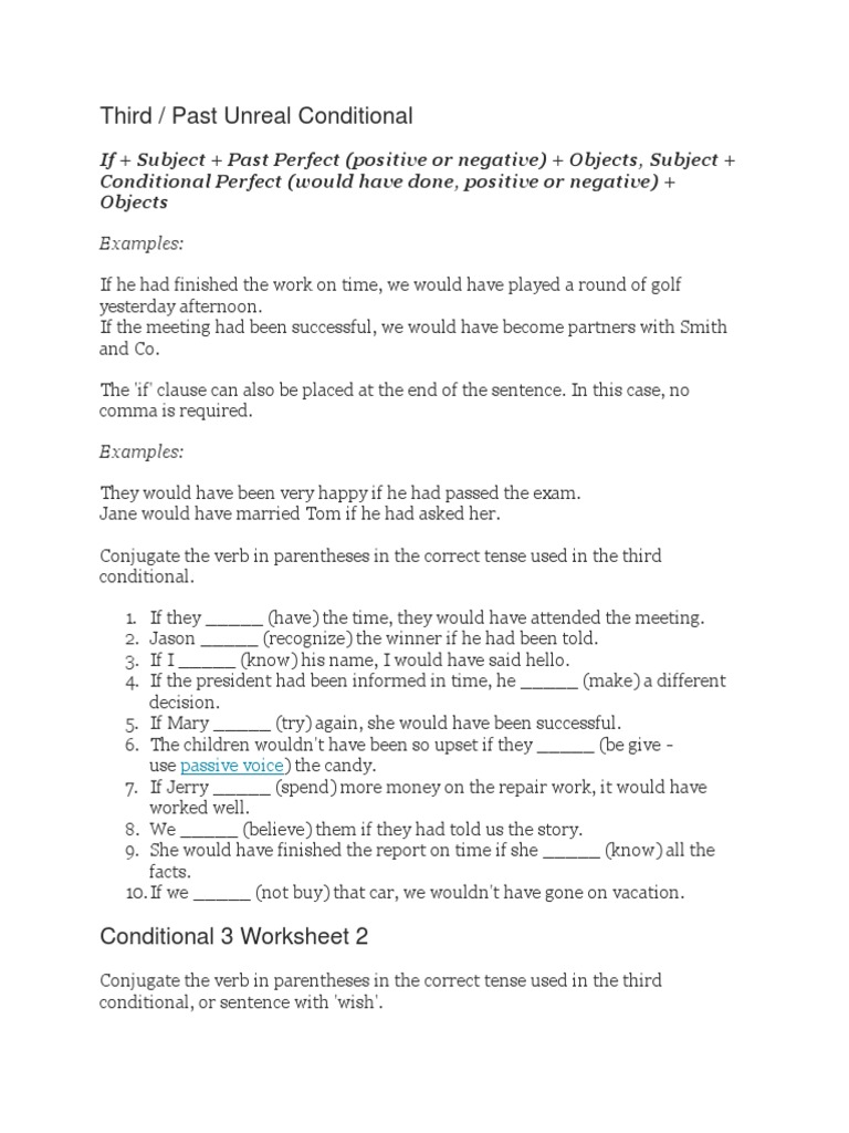 Past Conditionals | Download Free PDF | Grammatical Tense | Verb