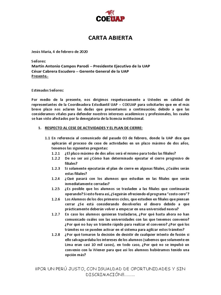 Carta Oo2 Coe Al Mg. Cesar Cabrera | PDF | Dinero | Bancos