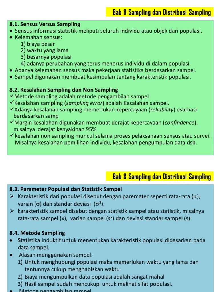 Bab 8 Sampling Dan Distribusi Sampling | PDF | Sains & Matematika