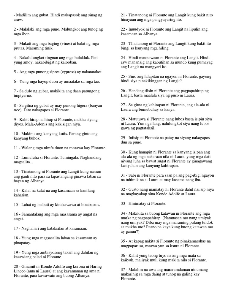 Saknong Paliwanag - Florante at Laura | PDF