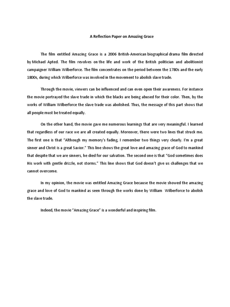 Reflection on Amazing Grace Film | PDF