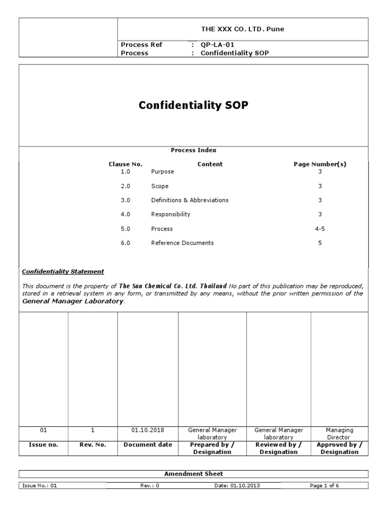 Confidentiality SOP | PDF | Laboratories | Confidentiality