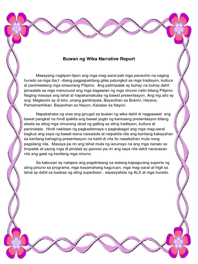 Buwan Ng Wika Narrative Report