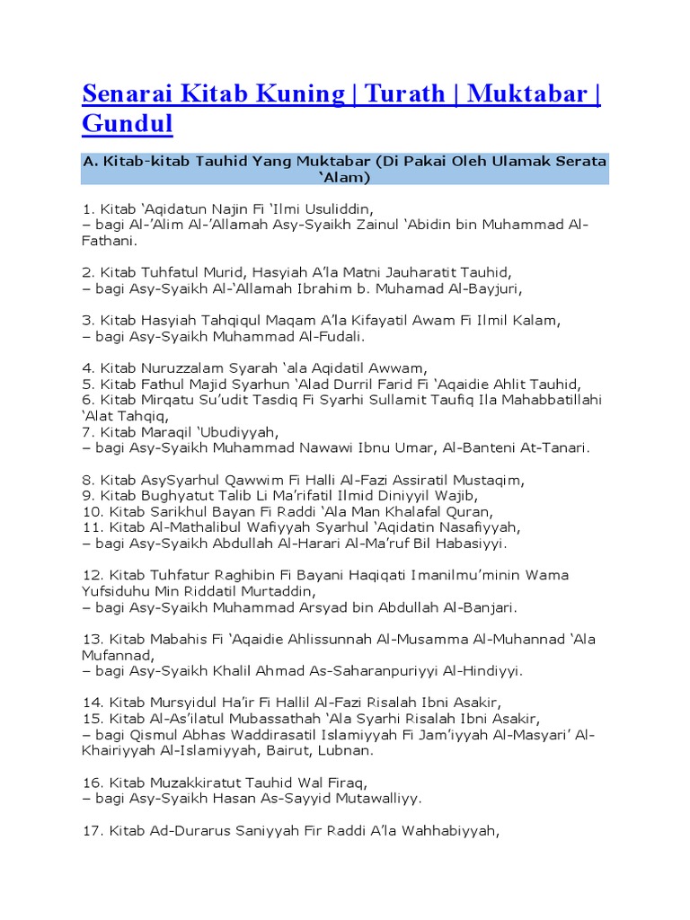 Senarai Kitab Kuning | PDF