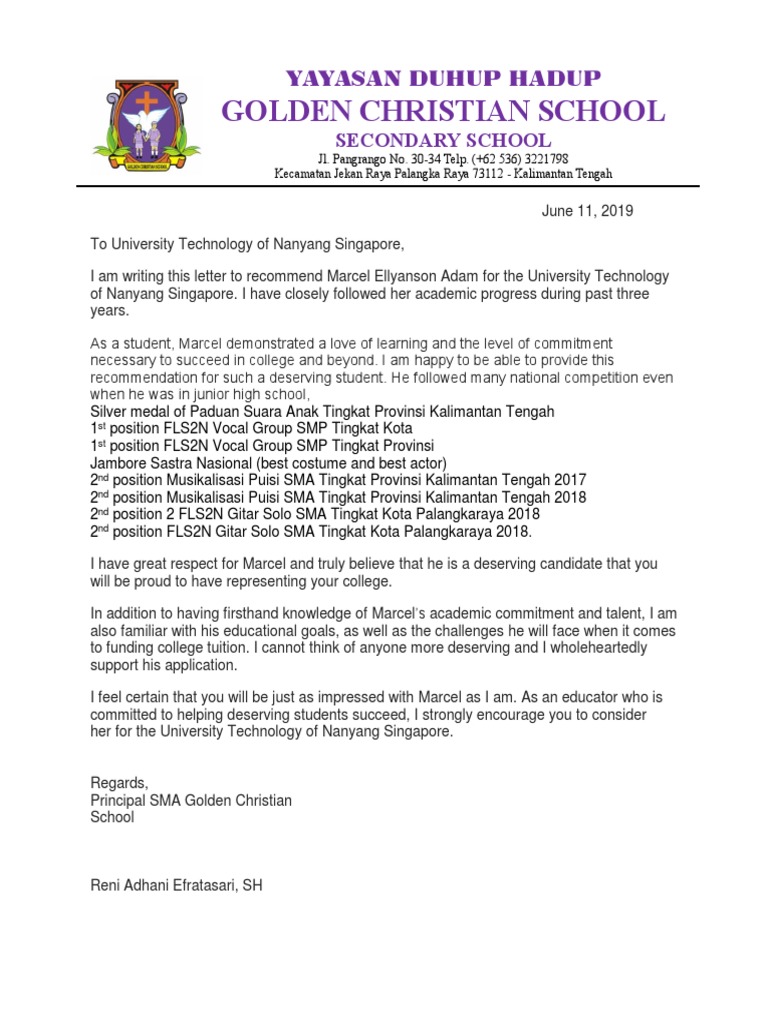 Surat Rekomendasi English | PDF