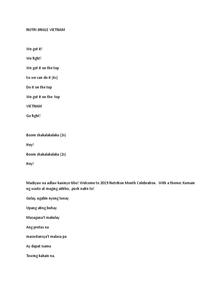 Nutri Jingle Vi | PDF