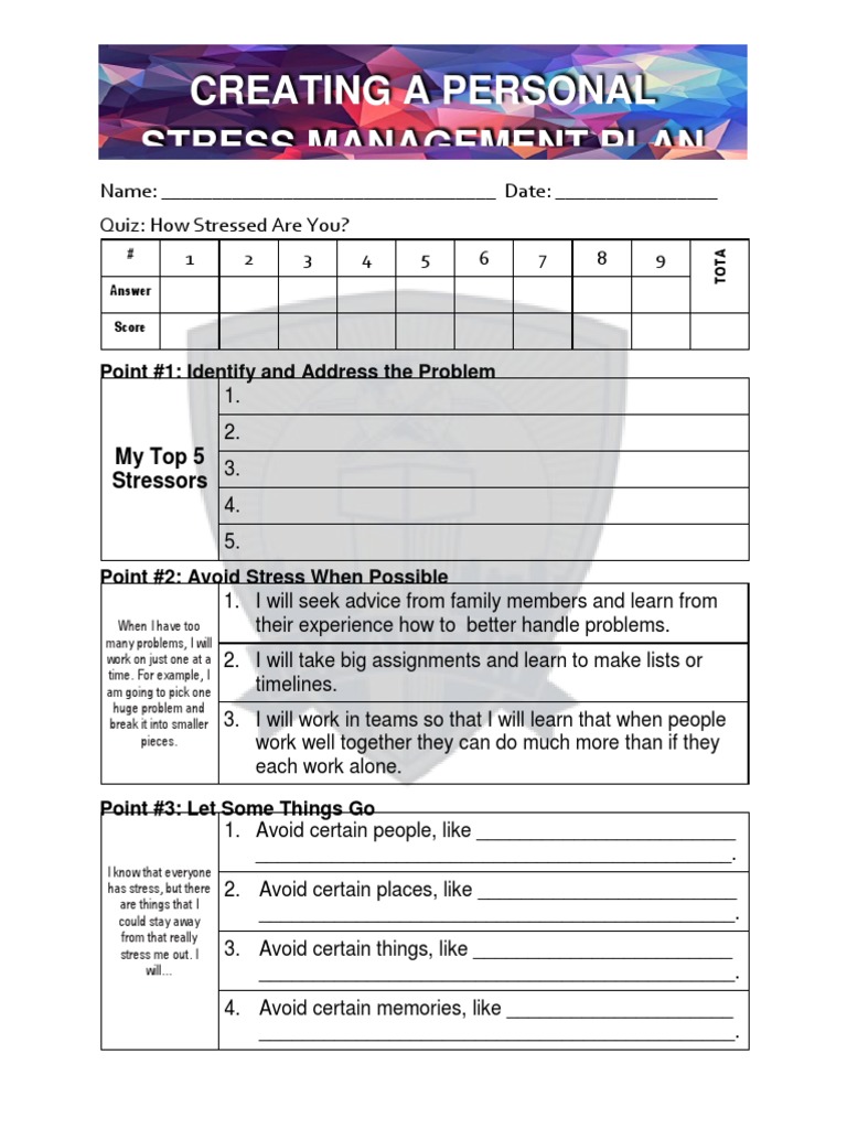 Creating A Personal Stress Management Plan (Firestarter) | PDF | Stress ...