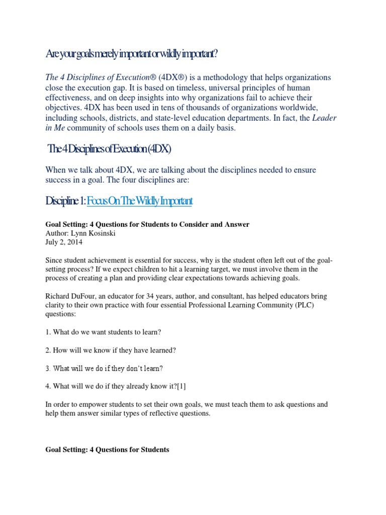 4DX of Execution - Summary | PDF | Goal | Teachers