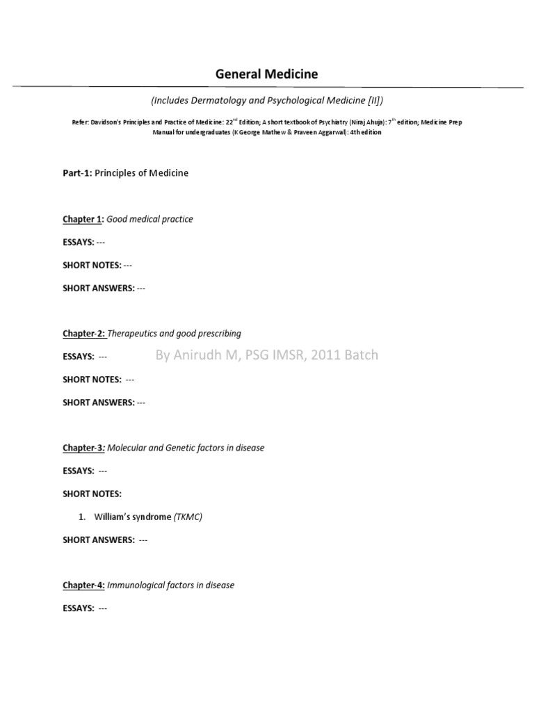 A Comprehensive Guide to General Medicine, Dermatology, Psychological ...