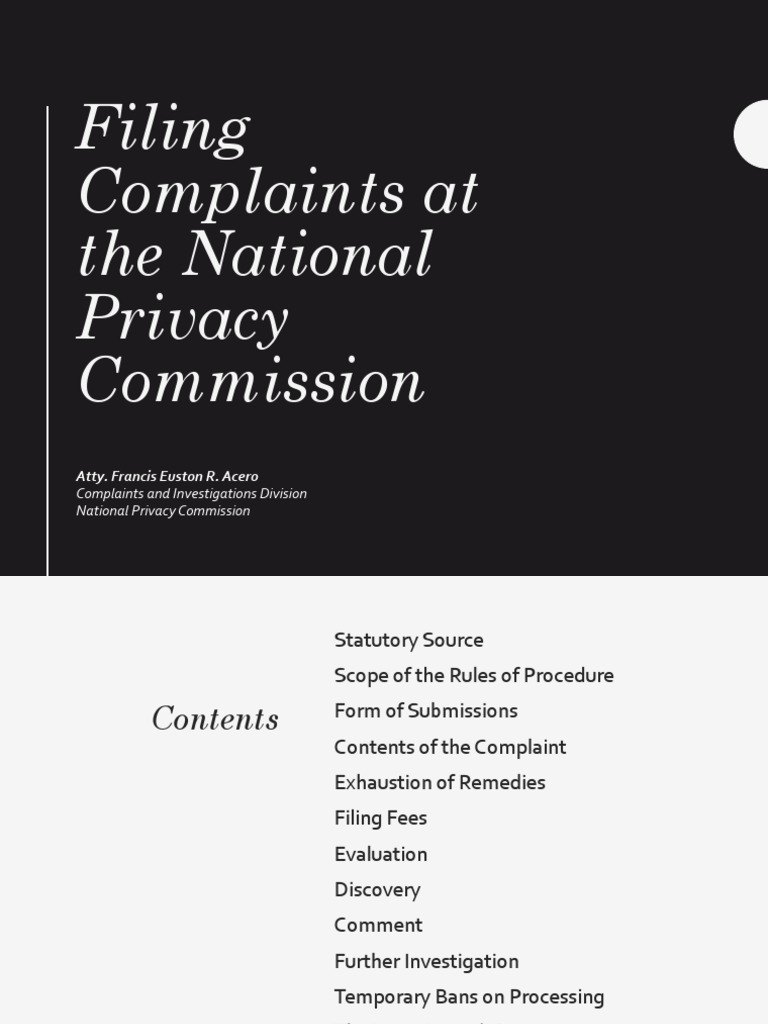 Rules of Procedure - NPC | PDF | Discovery (Law) | Complaint