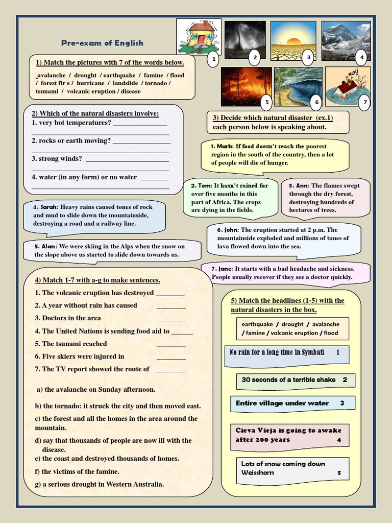 Natural-Disasters Pre Exam 2nd Grade PDF | PDF | Natural Disasters | Storms