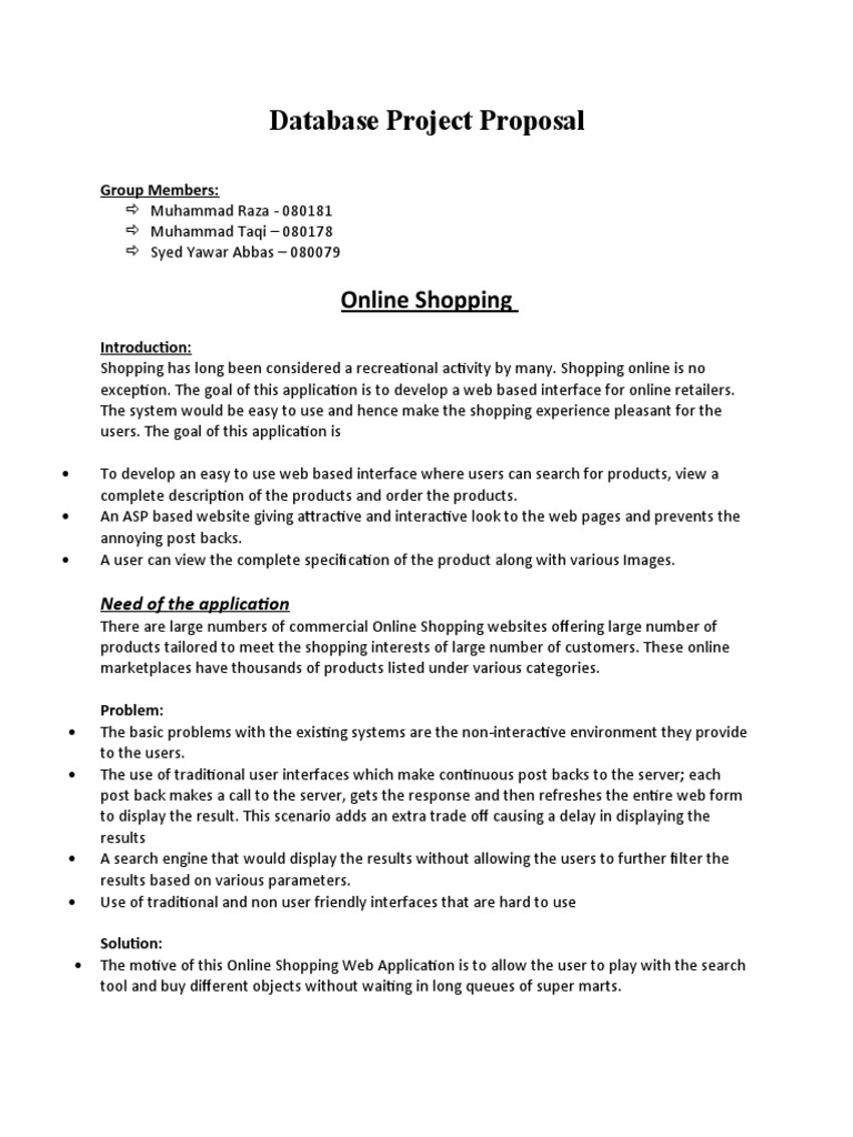 Database Project Proposal: Online Shopping | Download Free PDF | Online ...