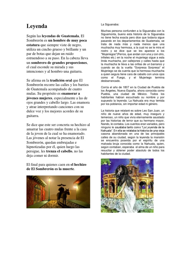 Leyenda Siguanaba y Sombreron | PDF