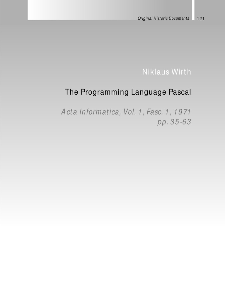 Wirth The Programming Language Pascal | PDF | Social Science | Home ...
