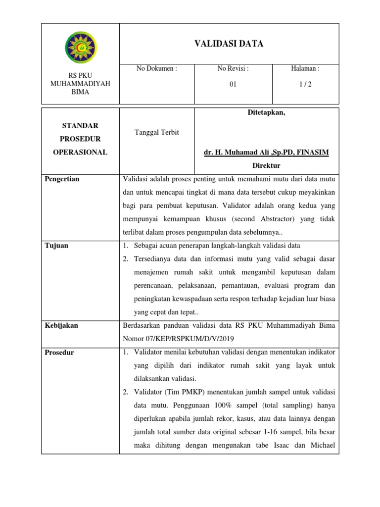 SOP Validasi Data | PDF