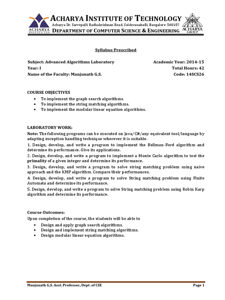 Advanced Algorithms Lab Manual | Download Free PDF | Theoretical ... Advanced Algorithms Lab Manual | Download Free PDF | Theoretical ...